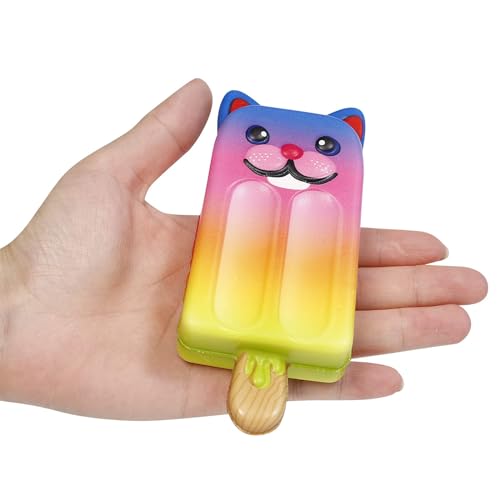 Anboor 2pcs Popsicle Cat Squishies Toys Squeeze Sets Kawaii Slow Rising Scented Kid Toys Cute Animal Collect