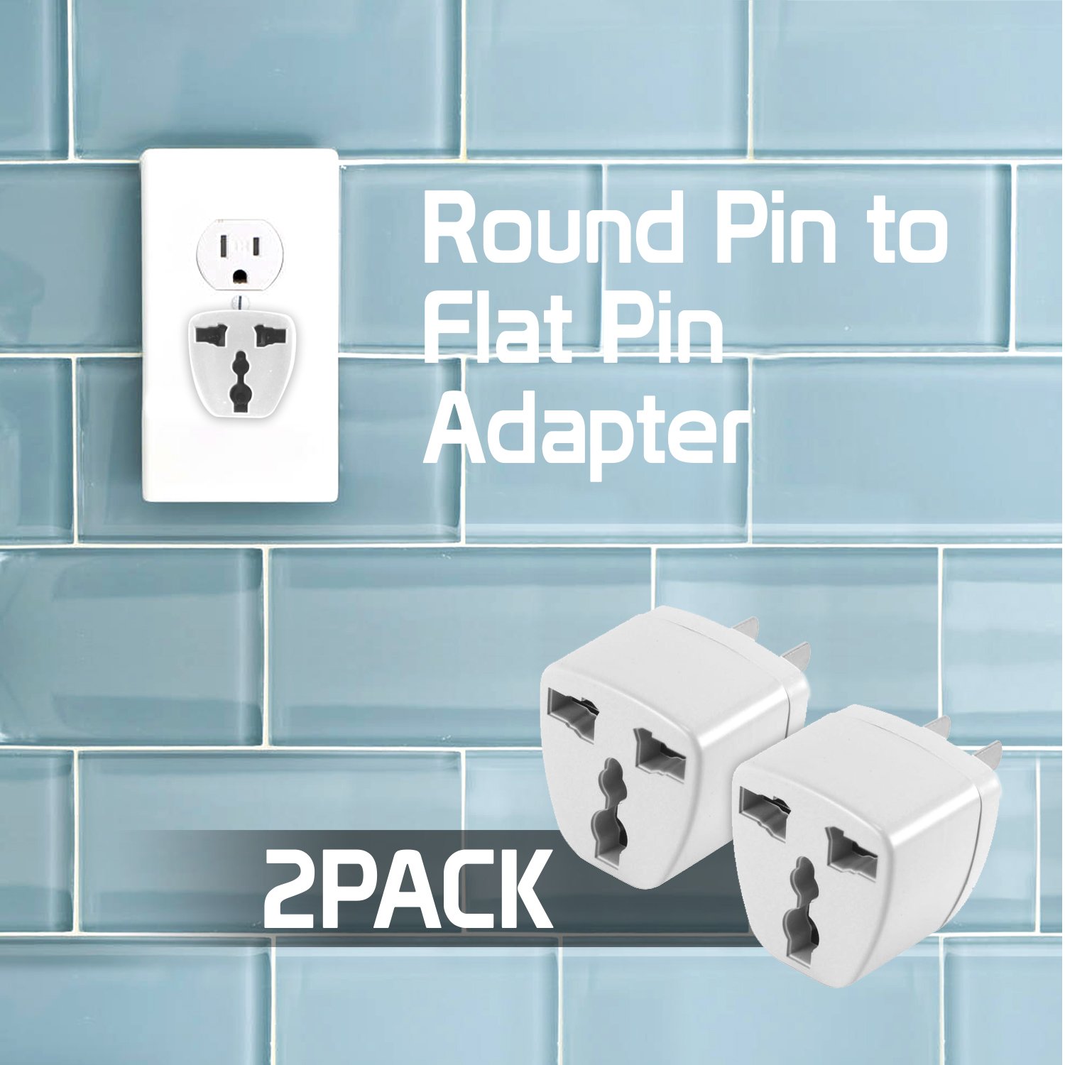 Cellet Universal Travel Adapter: Seamless Plug Conversion for International Travelers AC Wall Power Adapter to Convert China, UK, AU, EU & Other Plugs to US Plug Socket (2PACK)