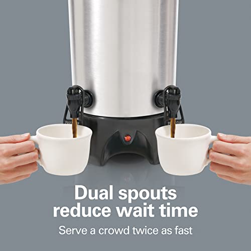 Hamilton Beach 45 Cup Coffee Urn and Hot Beverage Dispenser with Dual Spouts, Silver (40518)
