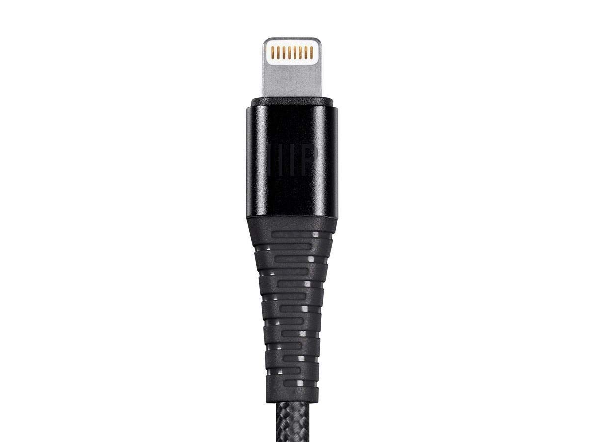 Monoprice Apple MFI Certified Lightning to USB Type A Charge & Sync Cable - Nylon-Braid, Durable, Kevlar-Reinforced, 1.5 Feet, Black - AtlasFlex Series