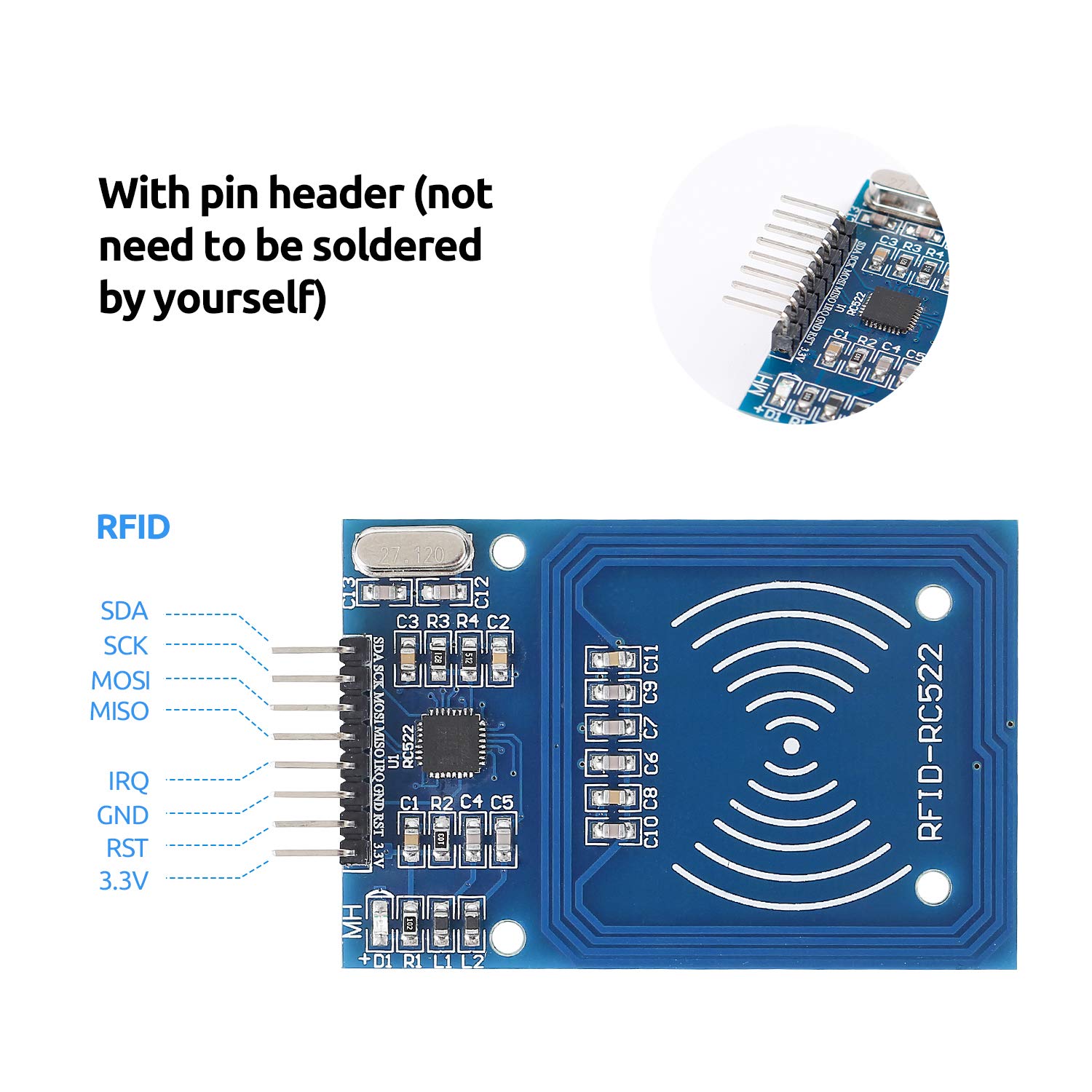 SunFounder Reader Module Kit Mifare RC522 Reader Module with S50 White Card and Key Ring Compatible with Arduino Raspberry Pi
