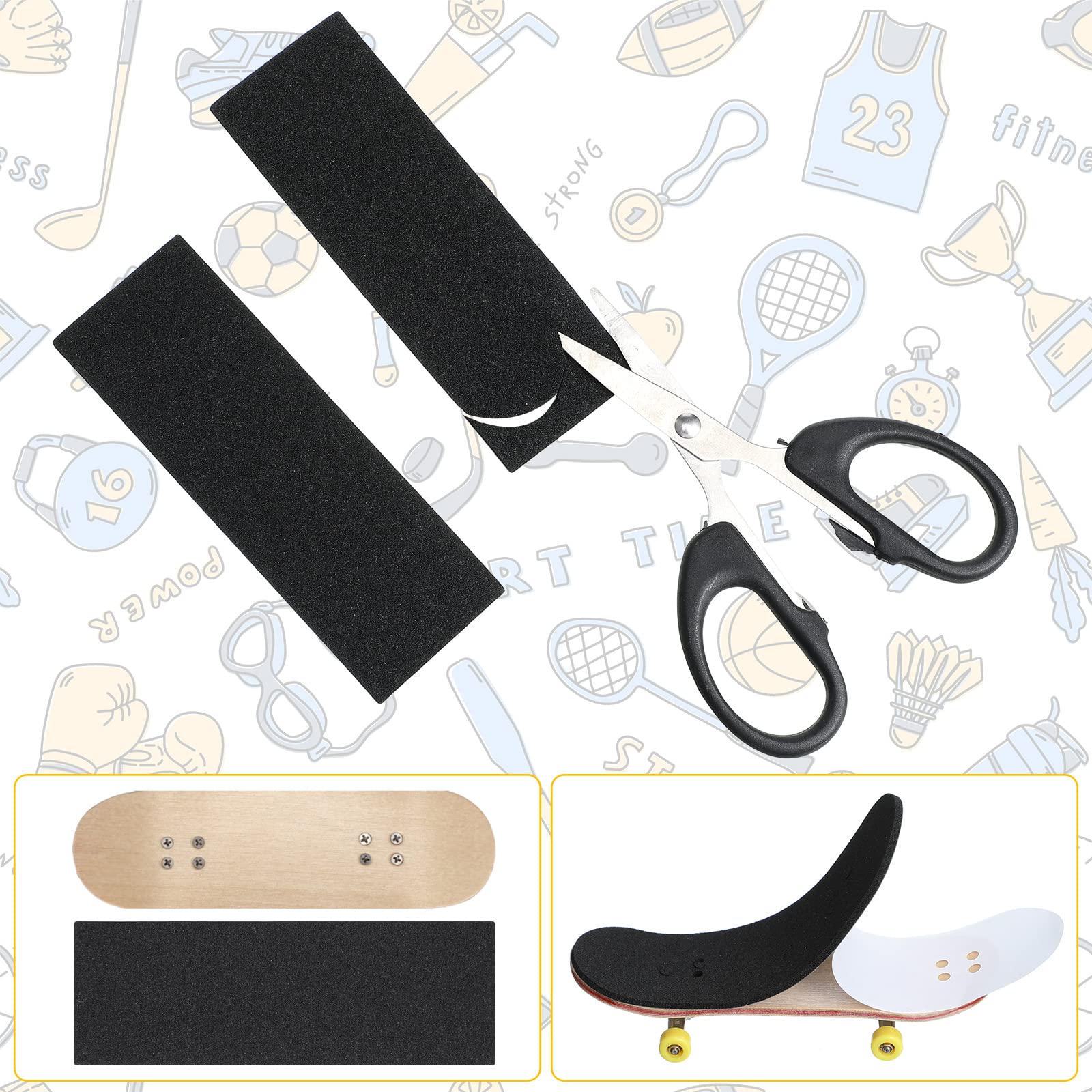 Pajean 24 pcs Black Fingerboard Foam Grip Tape 110 x 38 x 2 mm Fingerboard Deck Grip Tape Fingerboard Stickers Skateboard Foam Grip Tape for Fingerboards, Anti Slip