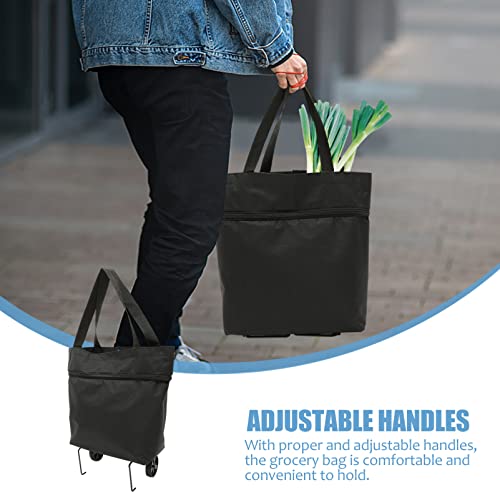 Collapsible Trolley Bag Folding Shopping Bag with Wheels Foldable Grocery Bag Laundry Bag