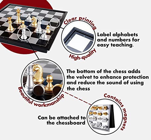 Chess Set Travel Magnetic Chess Set (12.6 Inches) - Folding, Portable, and Educational Board Game