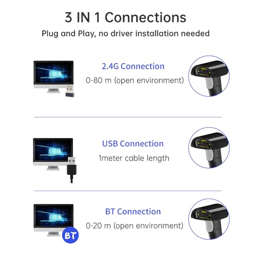 Barcode Scanner, W2 L Bar Code Scanners 30w Global Exposure High Speed Scanning Automatic Sensing Continuous Scanning OLED Display Screen Long Communication Distance (1)