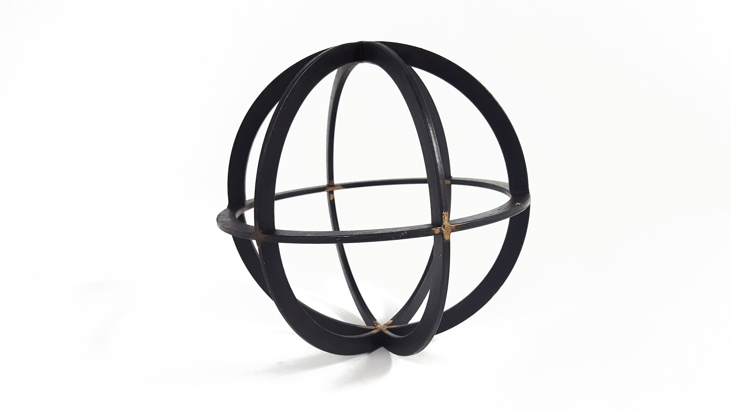 Black & Gold Iron Sphere - 10 inches - Decorative Bands Metal Sculpture - Modern Home Decor Accents - Tabletop Decorations for Living Room, Kitchen, Bedroom - Centerpiece for Coffee Table, Side Tables
