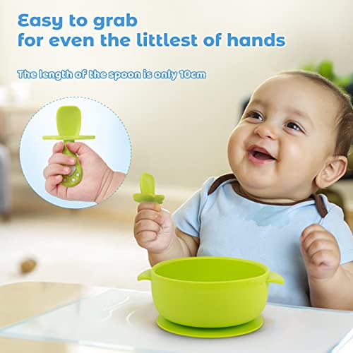 Baby Spoons - First Stage Toddler Utensils - Baby Led Weaning Spoons - Food Grade Soft Silicone Anti-Choke, Self Feeding Set