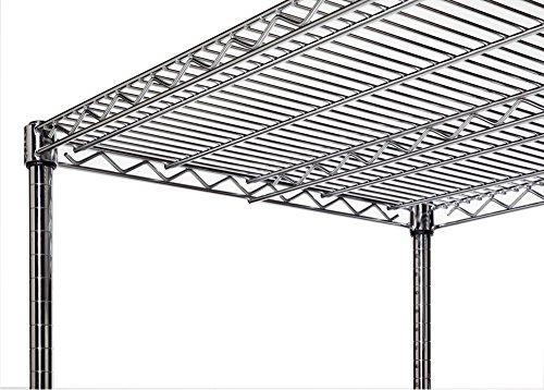 Tarrison 4-Shelf Adjustable, Heavy Duty Storage Shelving Unit, Stainless Steel Wire Rack, Chrome Finish, Silver (24L x 24W x 74H)