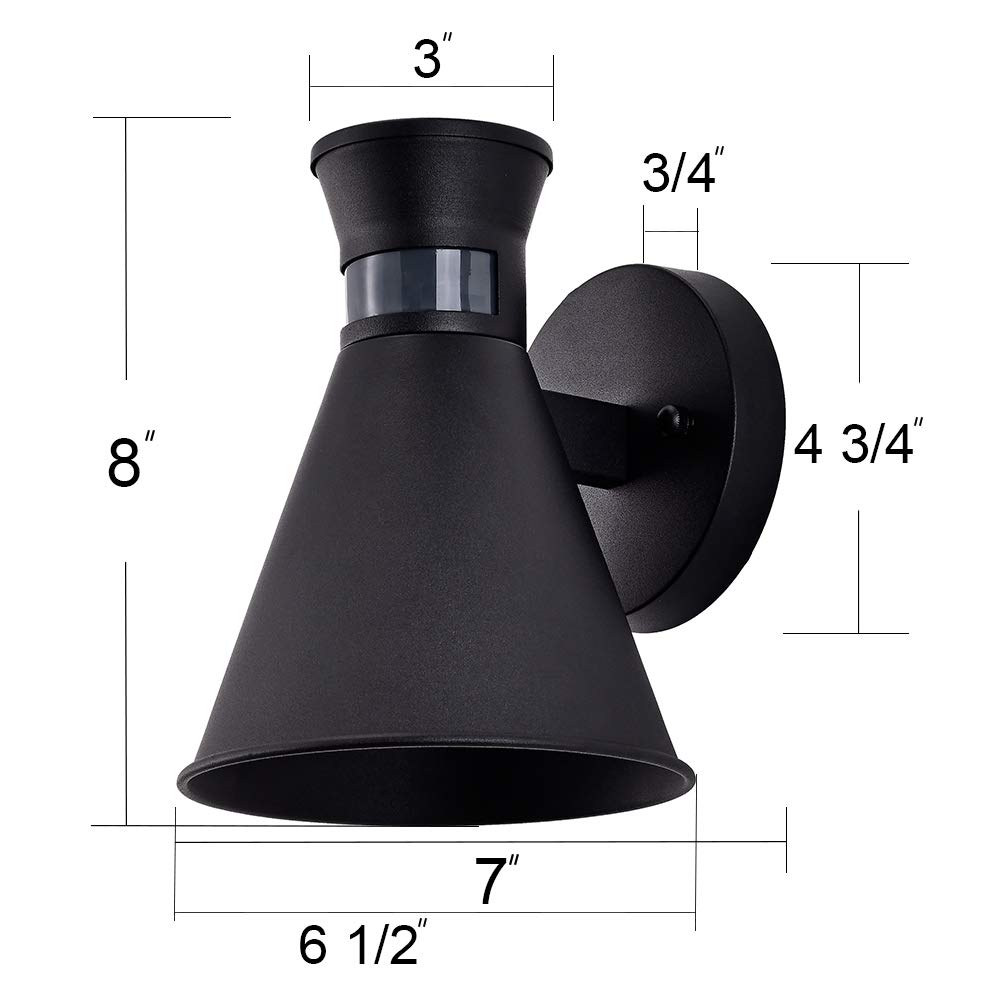 c cattleya Dusk to Dawn Outdoor Lighting Wall Sconce Motion Sensor Outdoor Lights Matte Black Exterior Patio Porch Light for Front Porch/Deck/Patio/Garden/Balcony (2-Pack)