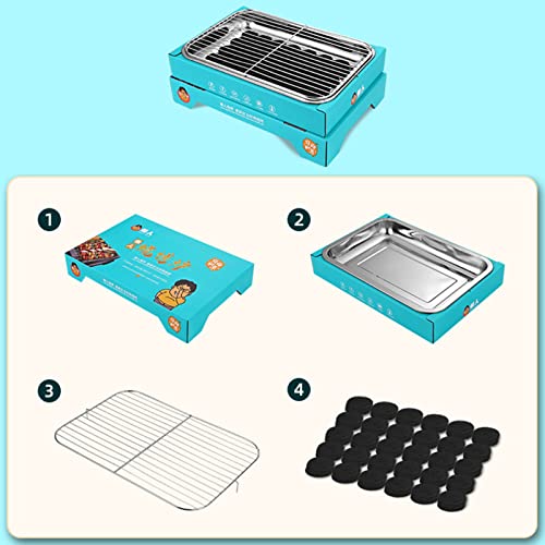 Airshi Charcoal Grill, Compact Detachable Single Use Outdoor BBQ Smoker Grill (Light Blue (containing 30 Charcoal))