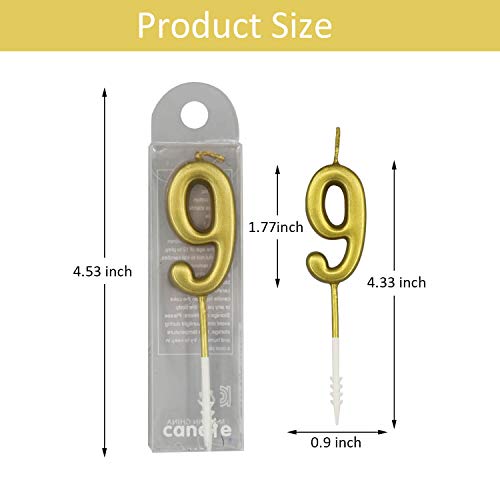 Beanlieve 10-Pieces Numeral Birthday Candles - Cake Numeral Candles Number 0-9 Glitter Cake Topper Decoration for Birthday,Wedding Anniversary,Party Celebration (Gold)