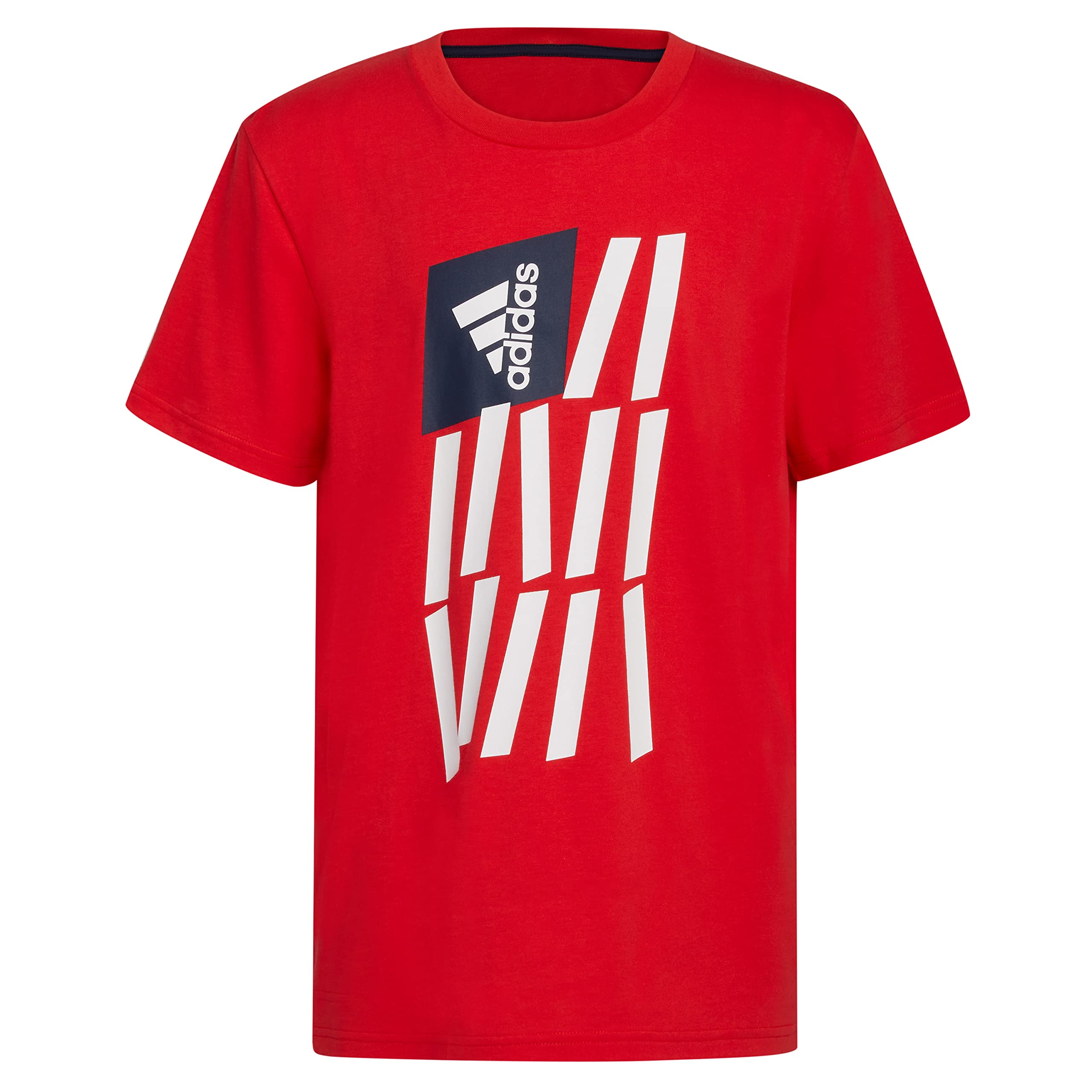 adidas Boys' Big Short Sleeve Americana Tee, Vivid Red, Medium (10/12)