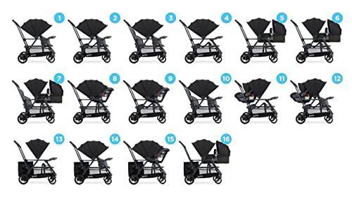 Joovy Caboose S Stroller, Stand on Tandem, Premium Sit and Stand, Black Melange