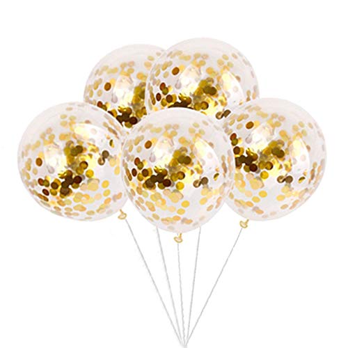 Tellpet Light Blue HAPPY BIRTHDAY Banner with 5 pcs Gold Confetti Balloons