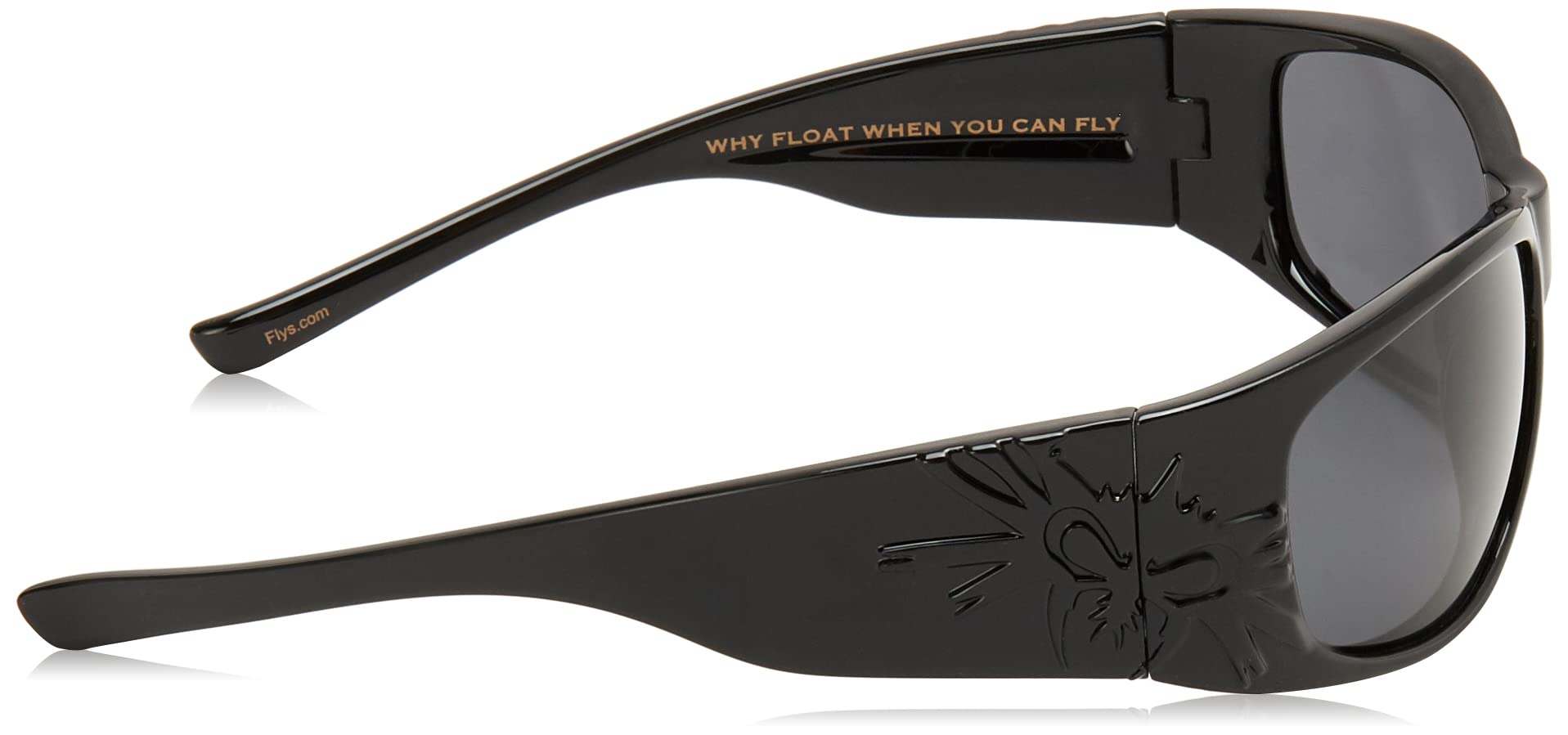 Black Flys Sonic 2 Floating Polarized Shield Sunglasses, Shiny Black, 65 mm