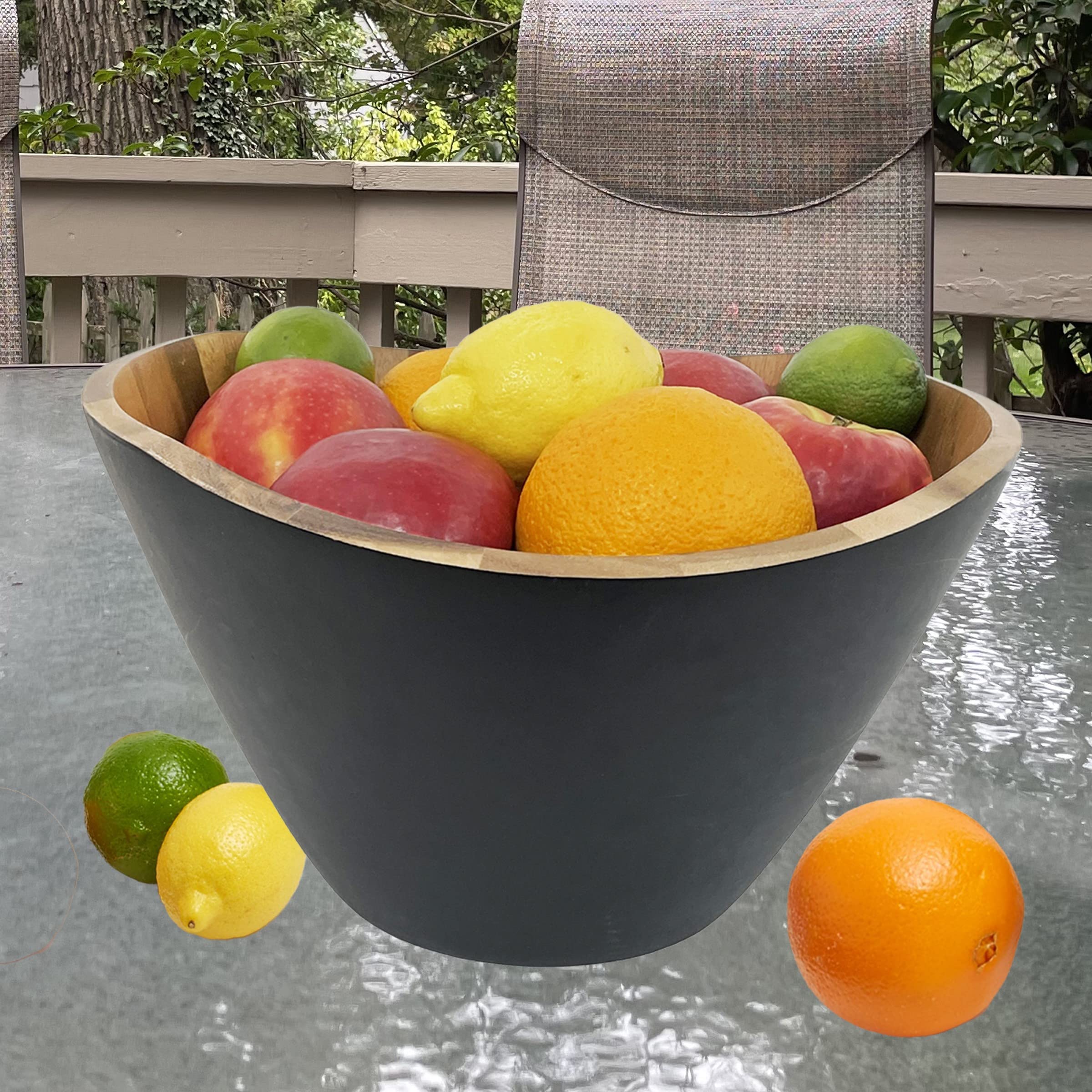 Acacia Wood Salad Serving Bowl 12” with Servers 3 Piece Set by Woodard & Charles