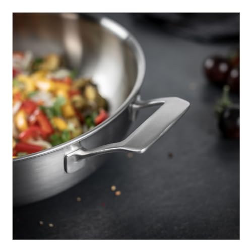 KUHN RIKON Culinary Fiveply Professional Chef’s Every Day Essential Fry Pan, Oven Proof Uncoated Stainless Steel & Aluminium Wok, 28cm