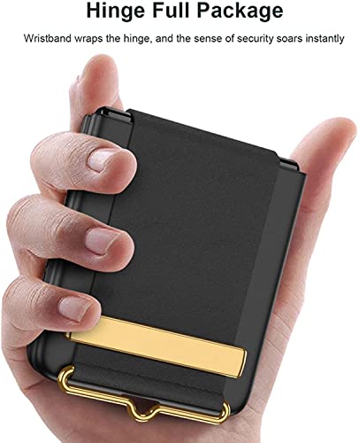 EAXER for Samsung Galaxy Z Flip 4 5G Case, Luxury Slim Hard PC Folding Case Cover Waistband Premium Hard PC Case with Strap Clips All-Round Shockproof Protective Case Cover (Black)