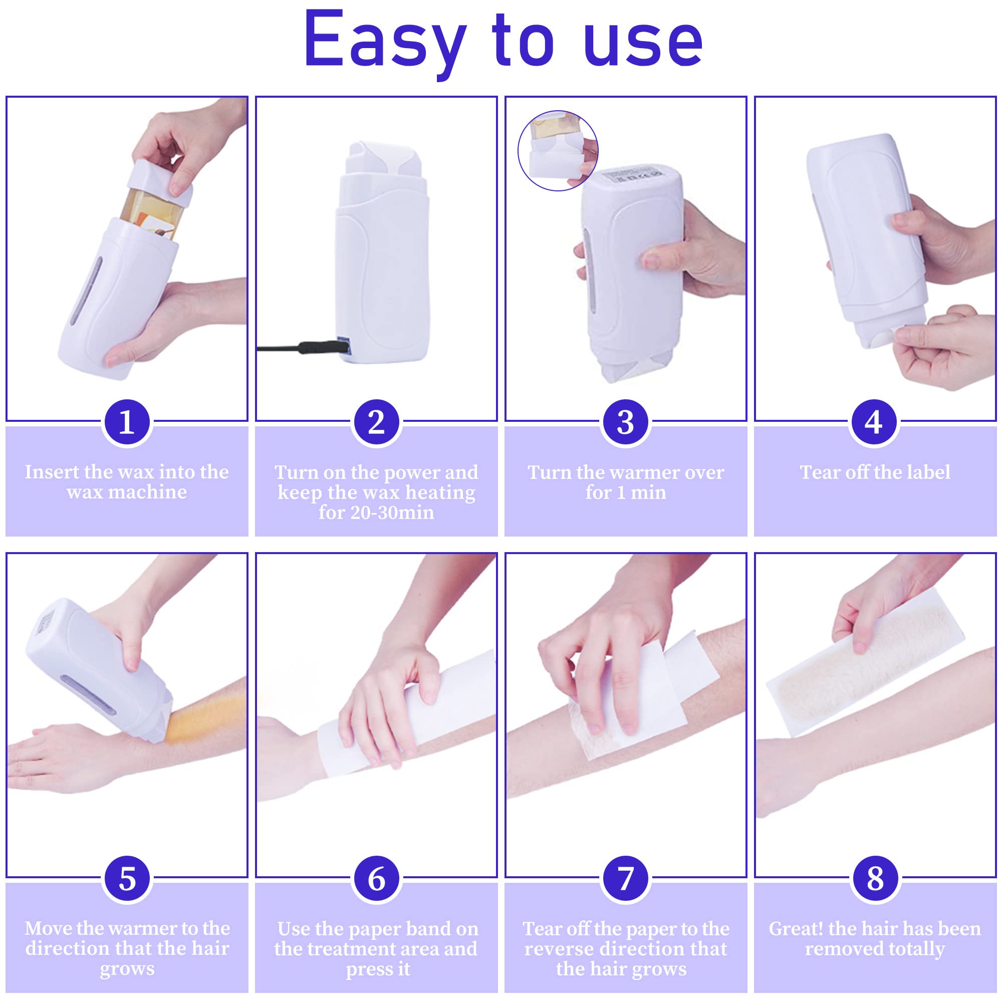 Pinkiou Hair Removal For Depilation Roll On Portable Epilator Machine Set, Wax Machine1, Depilation (aloe vera)