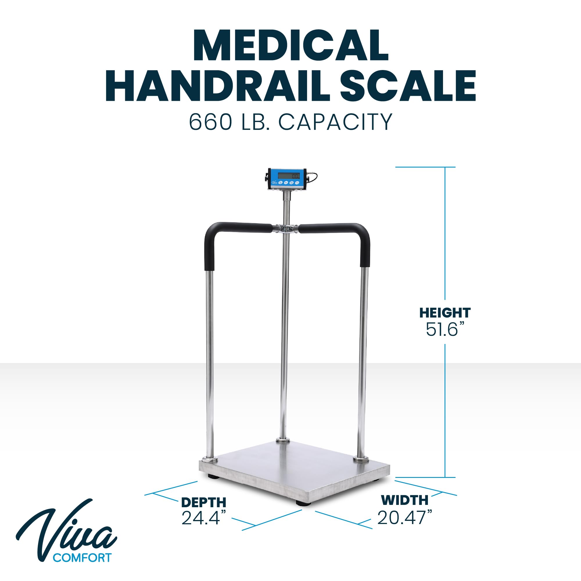 VivaComfort Medical Grade Digital Scale with Handles for Elderly, Bariatric Physician Scales, 660 lb / 300 kg Weight Capacity