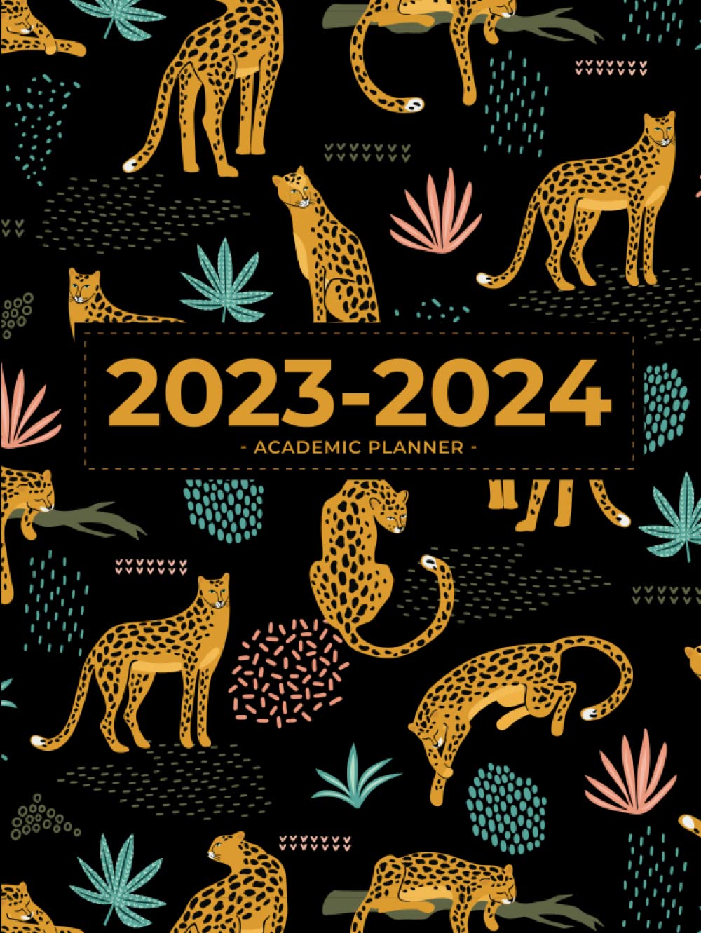 Academic Planner 2023-2024 Large | Leopards In The Wild Hardcover: July - June | Weekly & Monthly | US Federal Holidays and Moon Phases