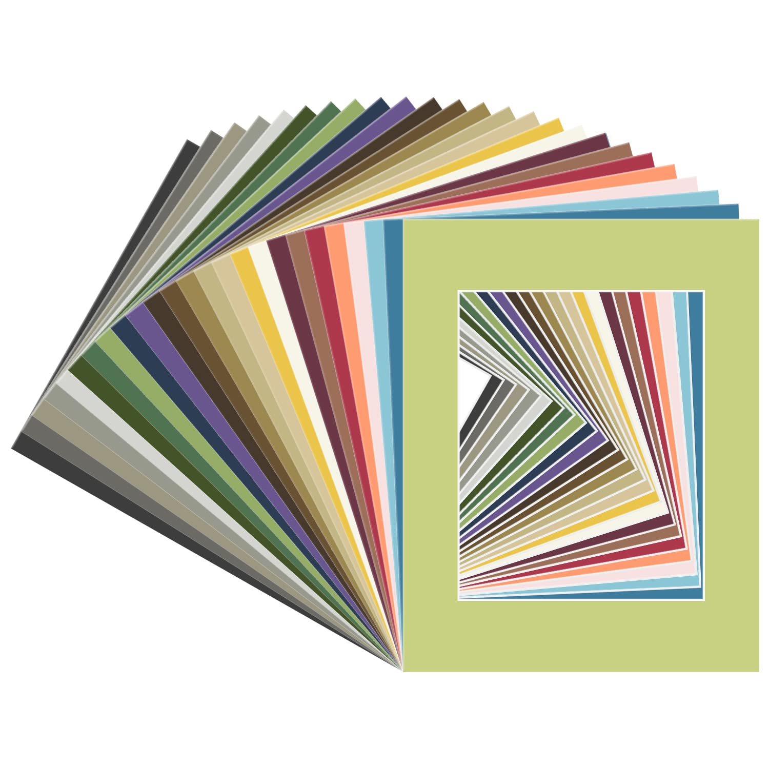 Golden State Art, Pack of 25, Acid-Free Mixed Colors Pre-Cut 11x14 Picture Mat for 8x10 Photo with White Core Bevel Cut Frame Mattes