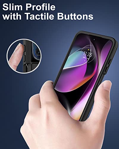 Dahkoiz Motorola Moto G 5G(2022) Case, with Tempered Glass Screen Protector, Dust-Proof Port Cover, Full Body Protection Silicone Rubber Phone Case for Moto G 5G(2022), Black