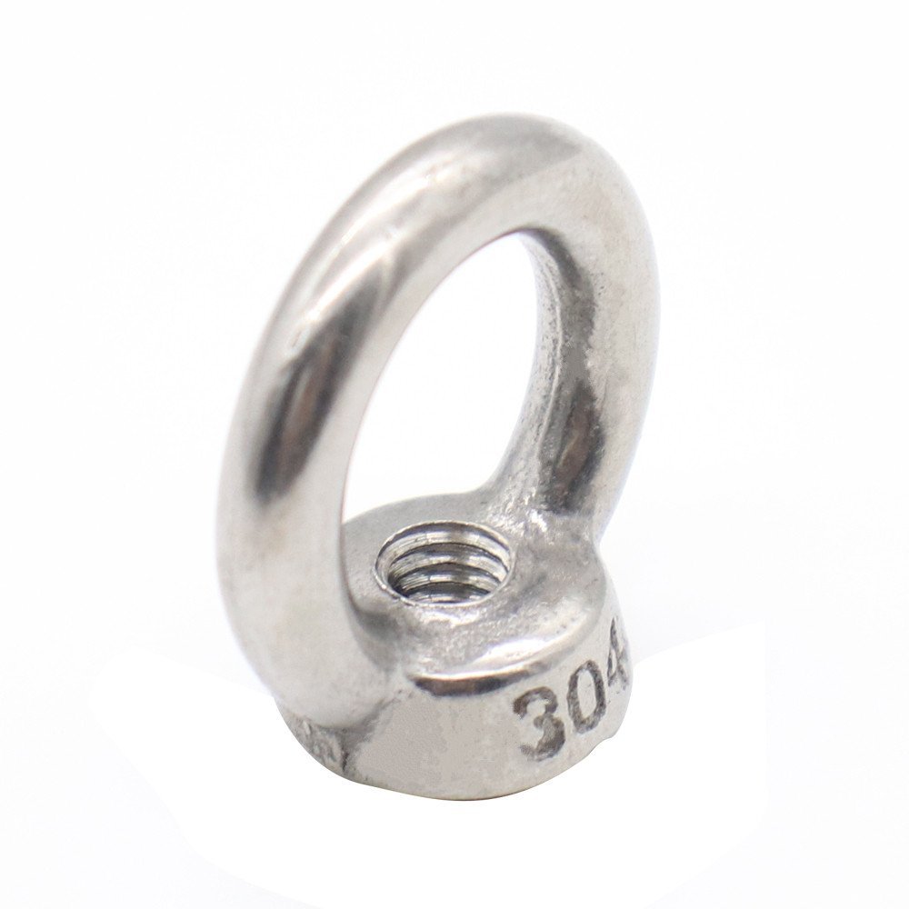 Eowpower 5 Pieces 304 Stainless Steel M6 Ring Eye Bolt Threaded Nuts