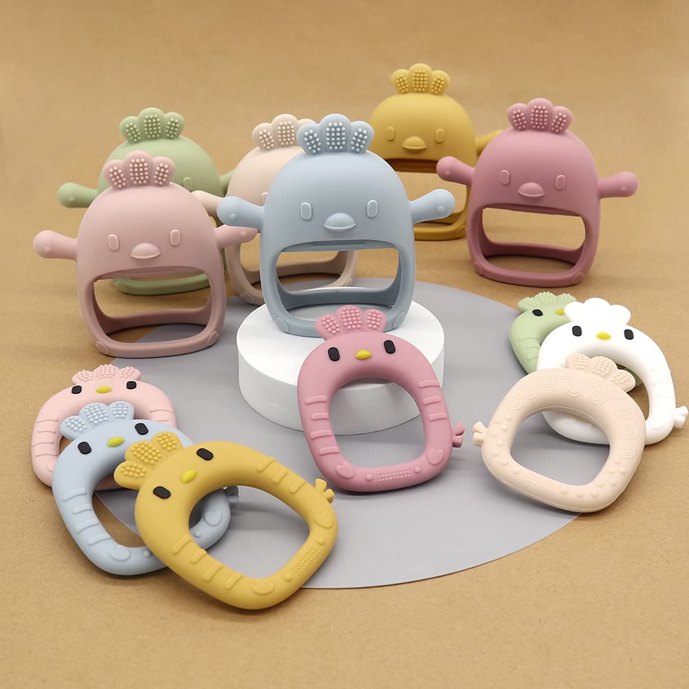 Baby Teether Toy, Anti-Drop Silicone Baby Mitten Teether for Soothing Teething Pain Relief, Baby Chew Toys for Sucking Needs, Groundhog(1 Packs)