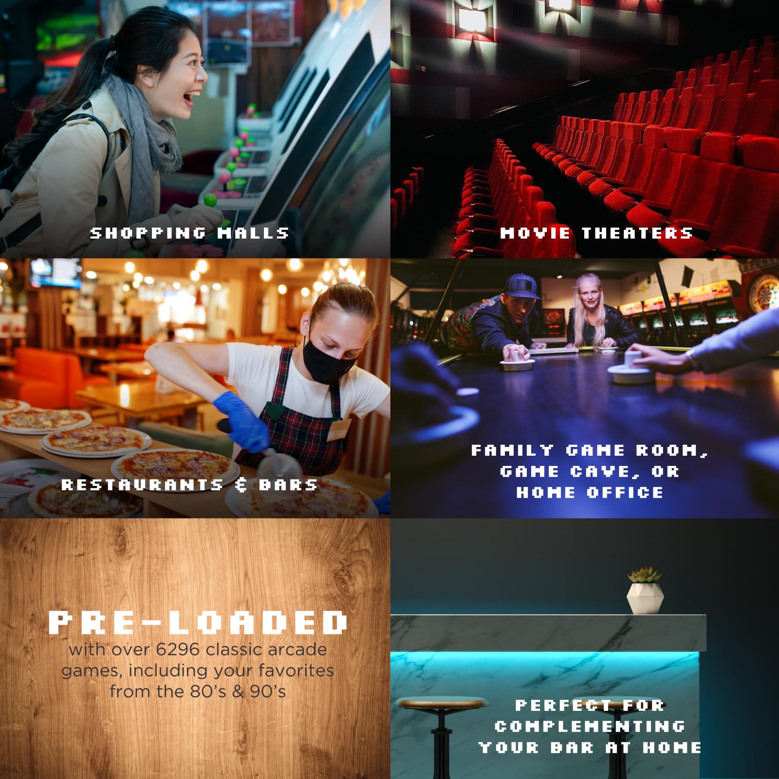 Creative Arcades Full-Size Commercial Grade Cabinet Arcade Machines | Stools Included | Slim Woodgrain Edition | 32" Screen (6296 Games (4-Player), Light Pine Man Cave)