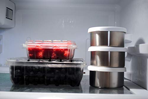 Dacha Mia Stainless Steel Food Storage Containers - Dips Condiment Containers - Set of 3-7oz - Eco Friendly Lunch Containers - Silicone Lids - Portion Control - Reusable