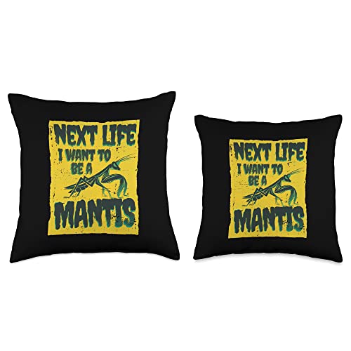 Praying Mantis Gifts & Accessories Next Life I Want Entomology Praying Mantis Throw Pillow, 16x16, Multicolor
