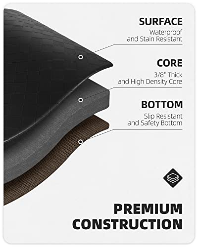 Color G Black Kitchen Mat Long Runner Kitchen Floor Mats Cushioned Anti Fatigue, 17”x71” Foam Comfort Kitchen Padded Mats for Standing, Waterproof Kitchen Sink Runner Rug