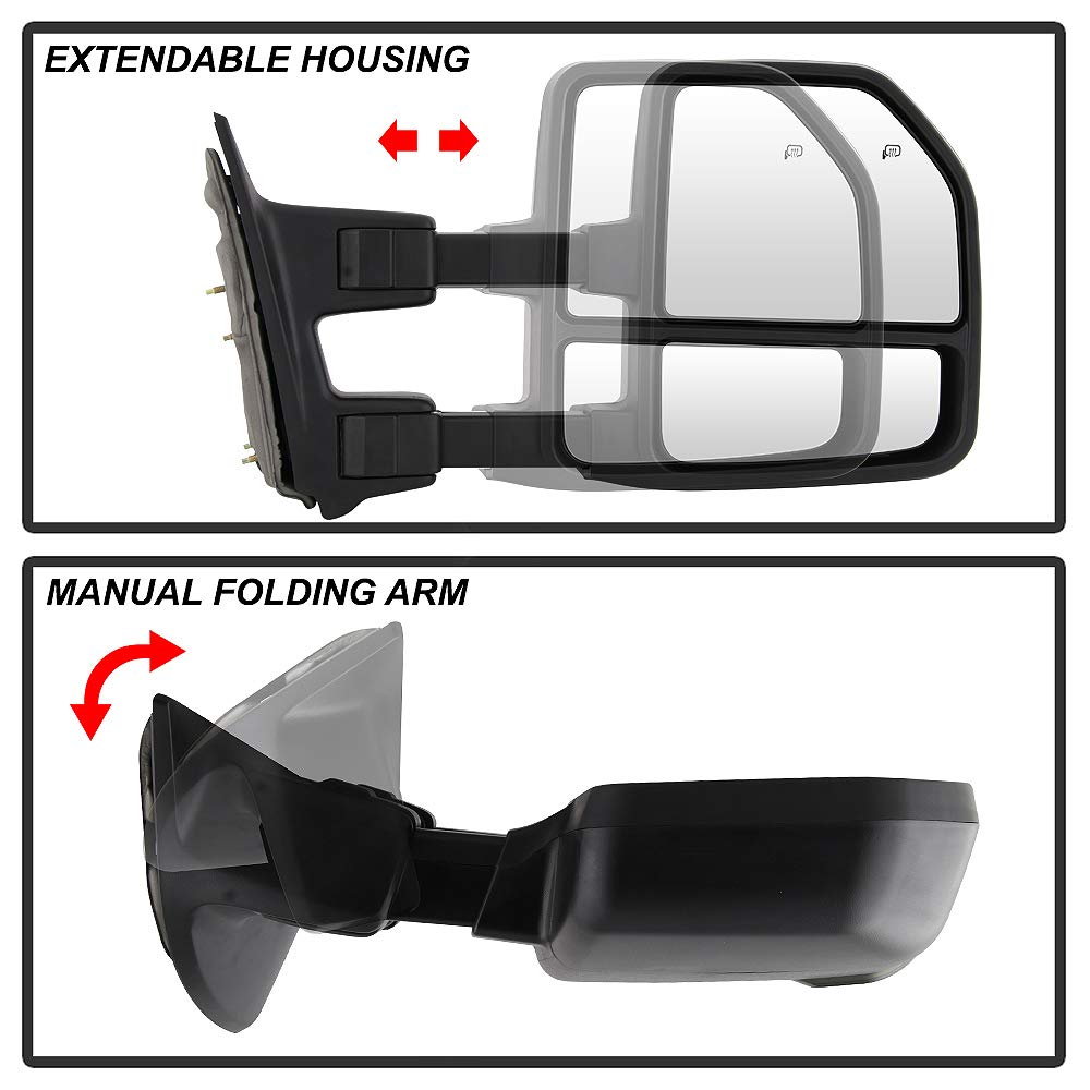 ACANII - [2017 STYLE] Telescoping Power Heat Smoke led Signal Towing Mirrors Left+Right For 2008-16 Ford F250 F350 F450