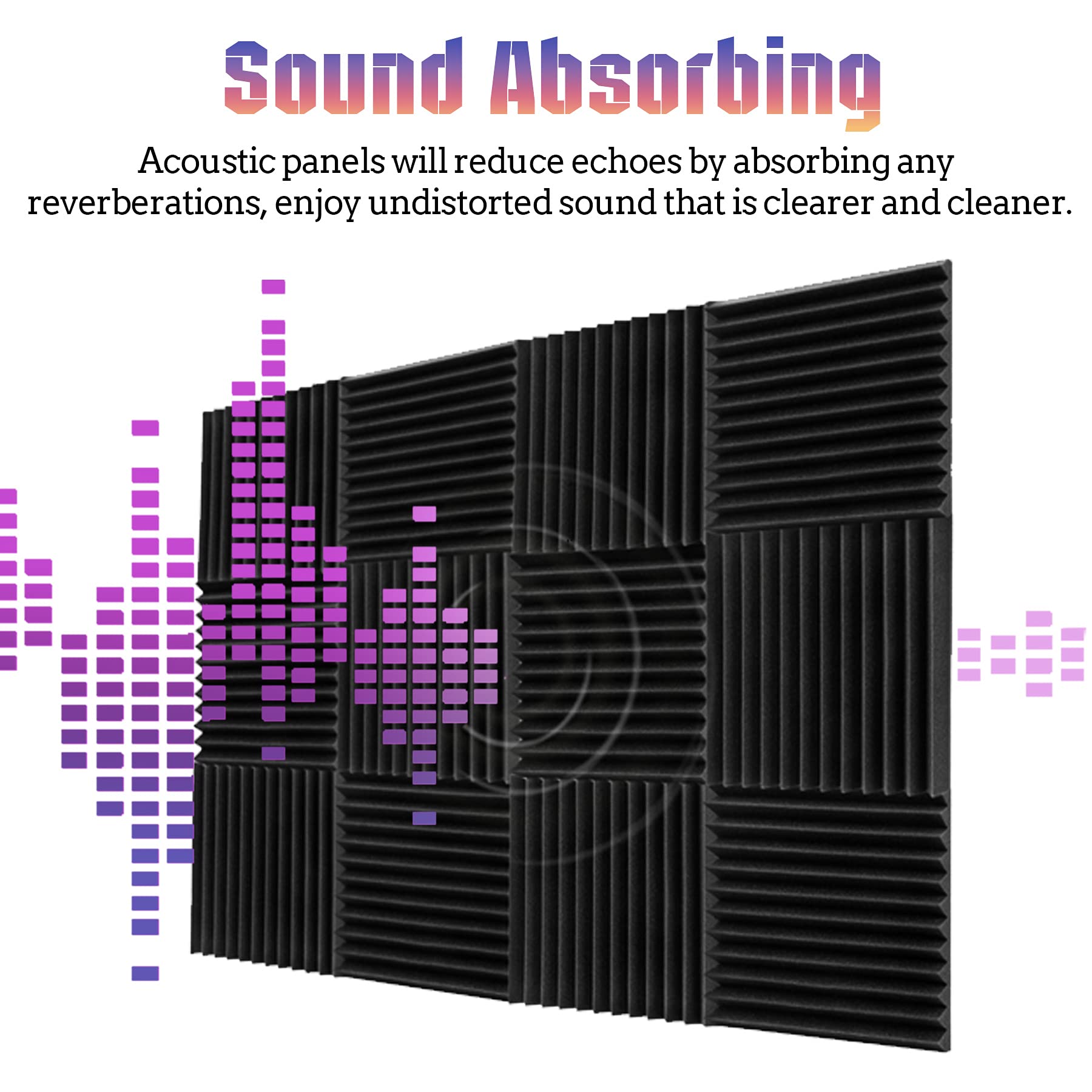Acoustic Foam Panels 12 Pack 2βx12βx12β Sound Proof Padding Soundproofing Studio Foam Wedges (12 Square Feet)