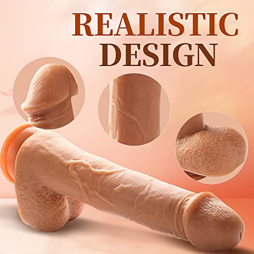 9.6" Sex Toys for Women, Realistic Dildo Vibrator with 3 Thrusting Wriggling Actions & 5 Vibration Modes,Strong Suction Cup for G-spot Anal Stimulation
