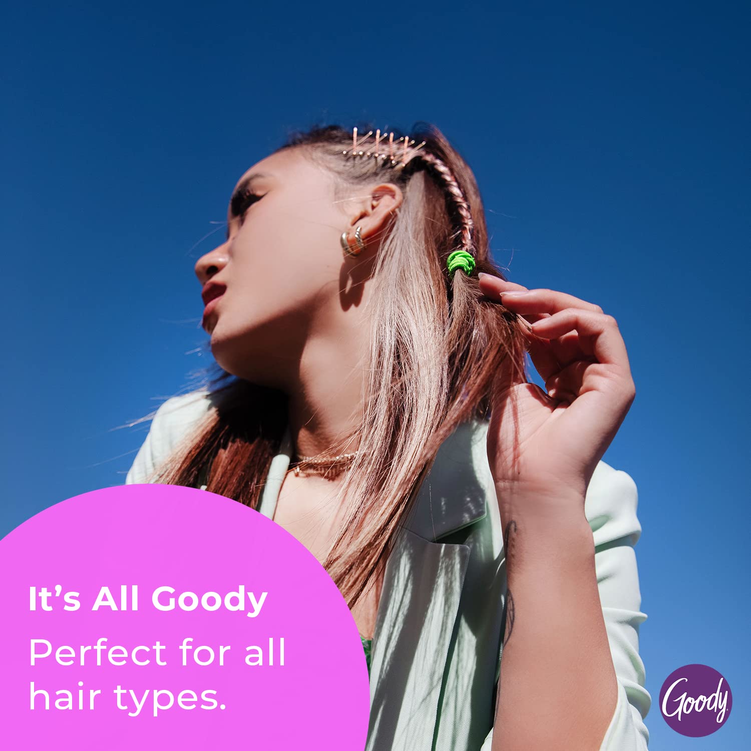 GOODY Women's Braided Elastic Hair Tie, 10 Count, Java Bean Neutral - 4MM for Medium Hair, Ouchless Pain-Free Hair Accessories, Perfect for Long Lasting Braids, Ponytails and More