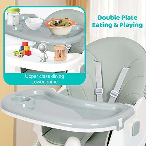 High Chair, MJKSARE Baby High Chair, High Chairs for Babies and Toddlers,Dining Tray & Backrest & Height Adjustable, Five-Point Safety Belt, Non-Slip Foot Pad, Foldable High Chair to Save Space