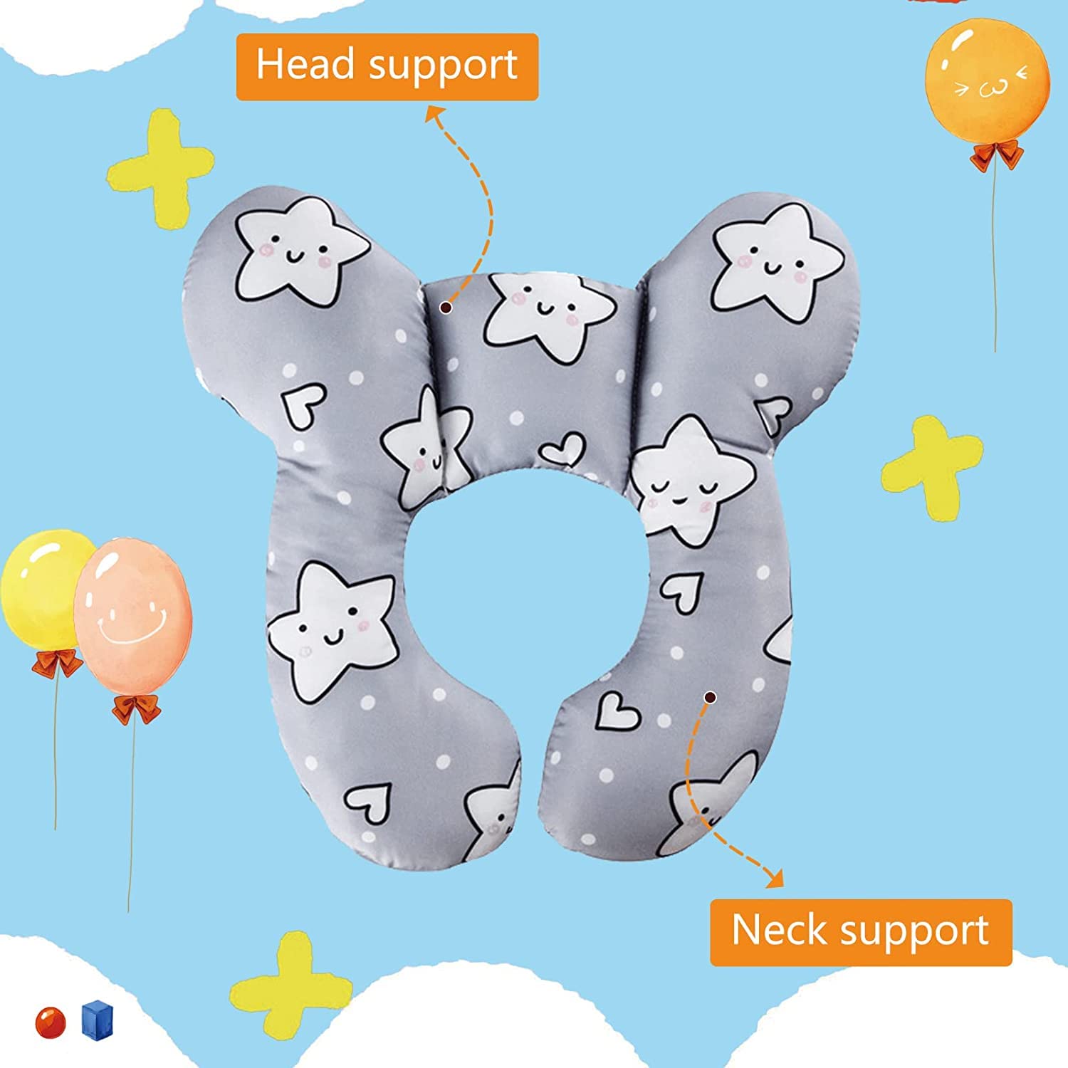 Baby Travel Pillow, Toddler Comfortable Sleeping Headrest, Infant Head and Neck Support Cushion for Car Seat,Travel and Stroller