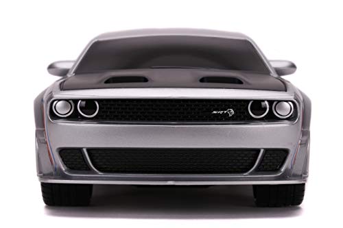Jada Toys Bigtime Muscle 1:16 2019 Dodge Challenger SRT Hellcat RC Remote Control Car 2.4 GHz Silver, Toys for Kids and Adults