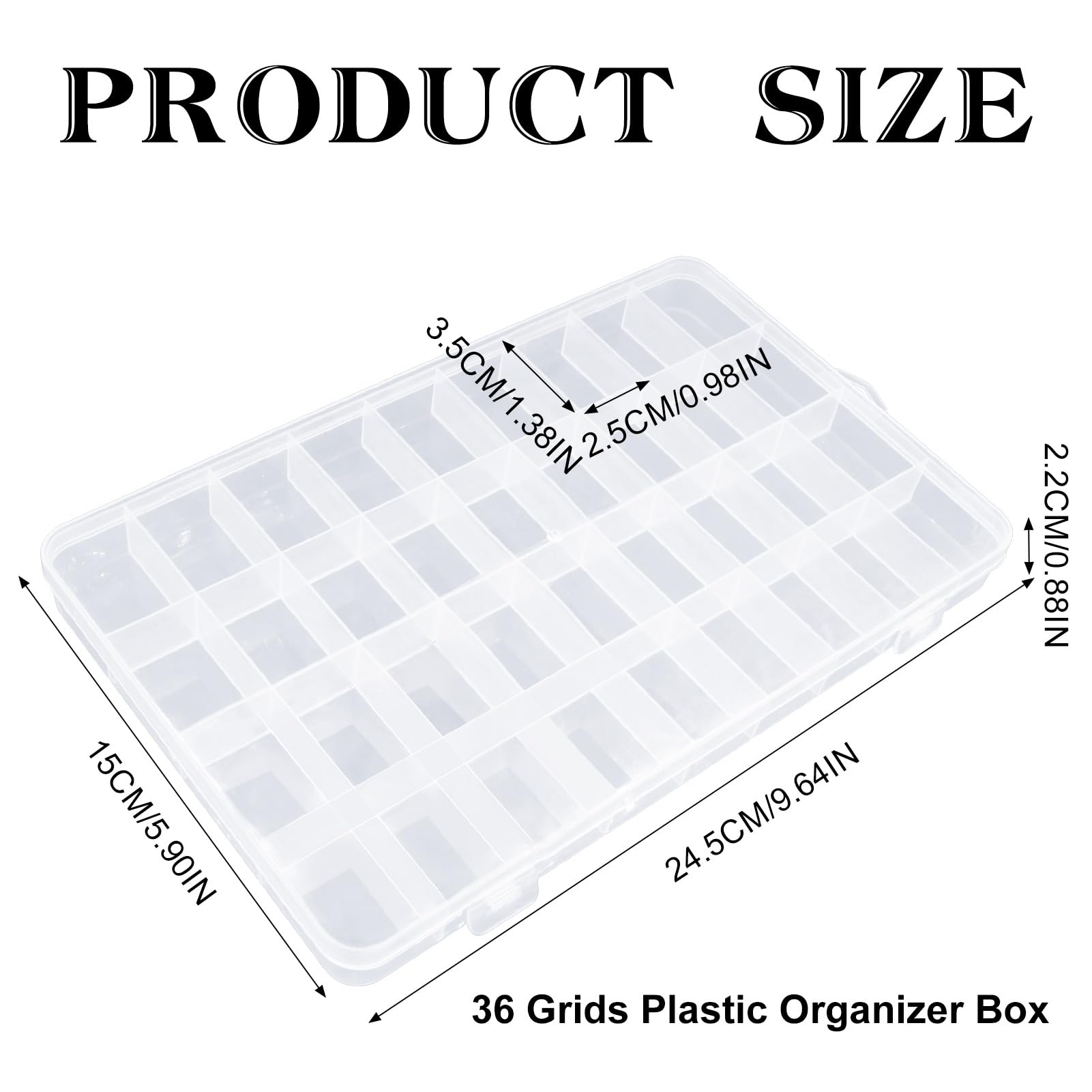 RYKOMO 4 Pack Clear Plastic Organizer Box 36 Grids Plastic Organizer Box with Fixed Dividers Clear Storage Container Jewelry Box for Beads Art DIY Crafts Jewelry Hair Accessories