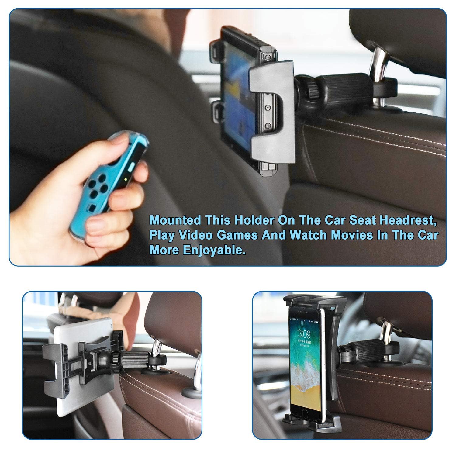 JUBOR Tablet Holder, Bike ipad Holder Stand for Indoor Gym Treadmill, Stationary Bicycle and Spin Exercise Bike, Tablet Mount Clamp for iPad Pro 12.9, Mini, Air, Galaxy Tabs and 4.7-12.9" Devices