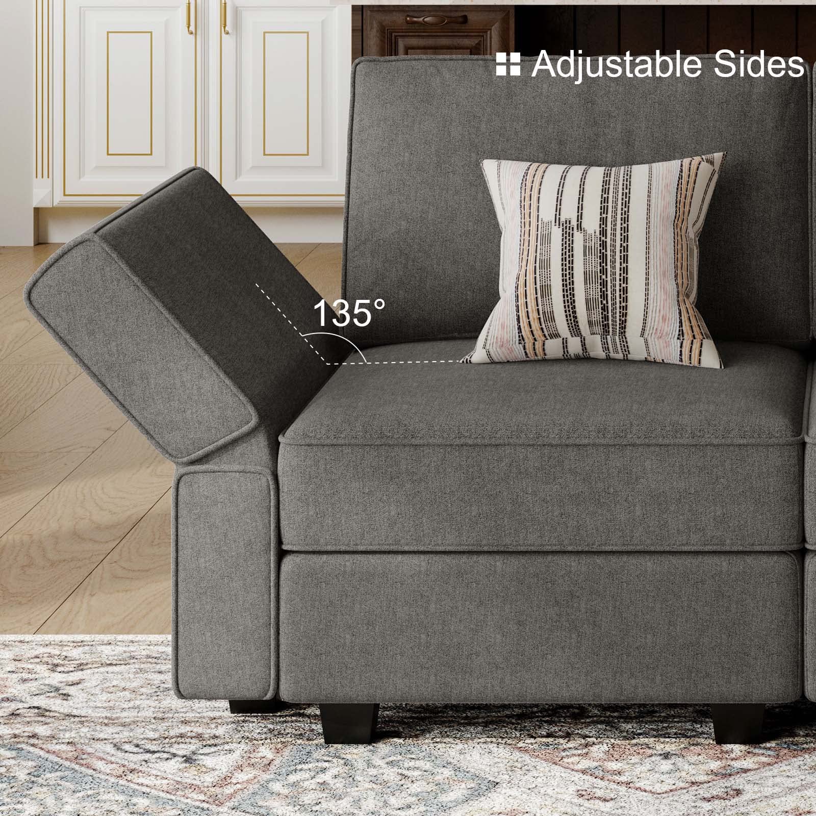 Belffin Sectional U Shaped Sofa Small Reversible Chaise Sectional Couch Convertible Ottoman Modular Sofa Couch Grey
