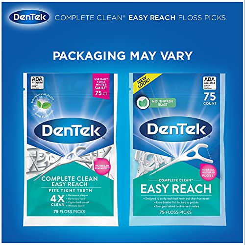 DenTek Complete Clean Floss Picks | Removes Food & Plaque | 75 Count