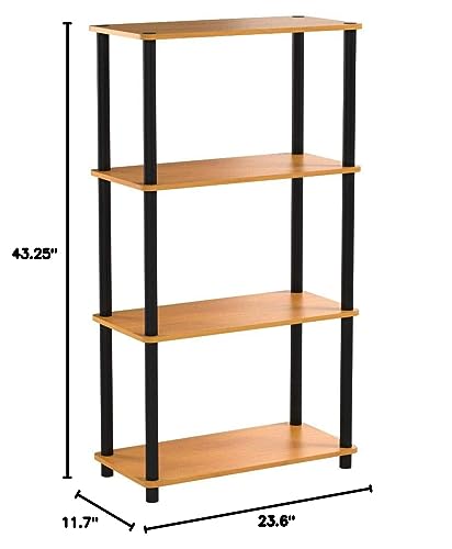 Furinno (99557LC/BK) Turn-N-Tube 4-Tier Multipurpose Shelf Display Rack - Light Cherry/Black