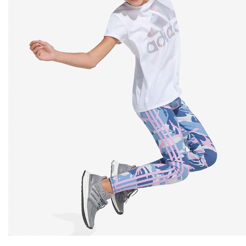 adidas Girls' Active Sports Athletic Legging Tight (Large, Crew Blue)