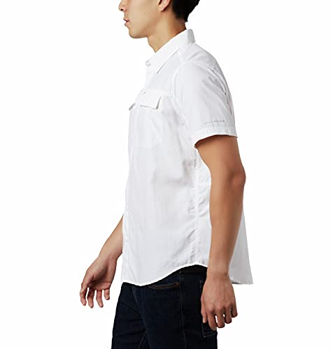 Columbia Men's Silver Ridge 2.0 Short Sleeve Shirt, UV Sun Protection, Moisture Wicking Fabric, White, Medium