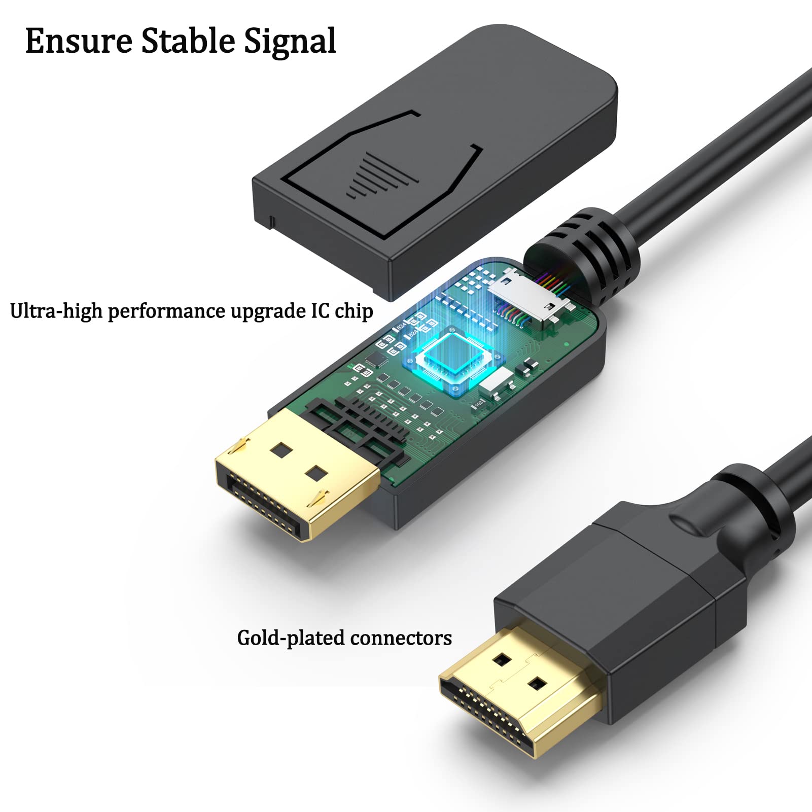 UVOOI 4K DisplayPort-DP to HDMI Cable 35FT, Display Port to HDMI Cable 35 Feet Adapter, 4K&3D, Video/Audio, 10.67M