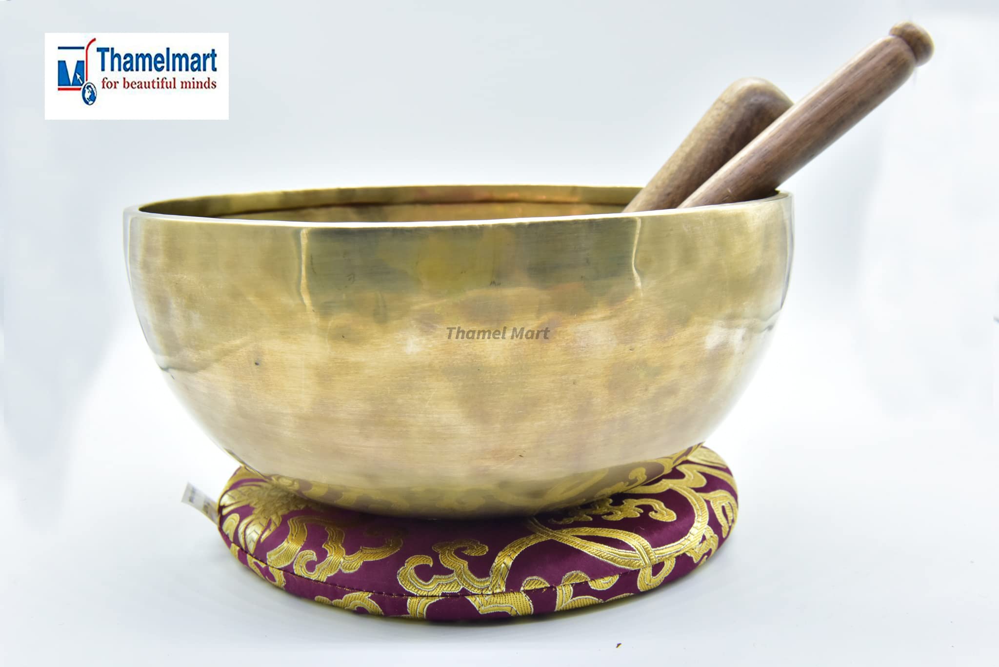 9" Large Master Healing Hand hammered Tibetan Singing Bowl ~ Great for Meditation, Yoga, Sound Bath, Mindfulness, Relaxation ~ Cushion, Wooden Mallet & Drumstick Included