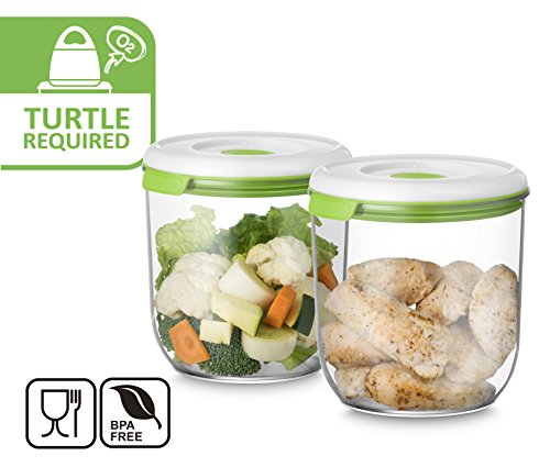 FOSA Vacuum Seal Food Storage System Reusable Large Containers, 2 pack, 45 oz size (Vacuum Pump not Included)